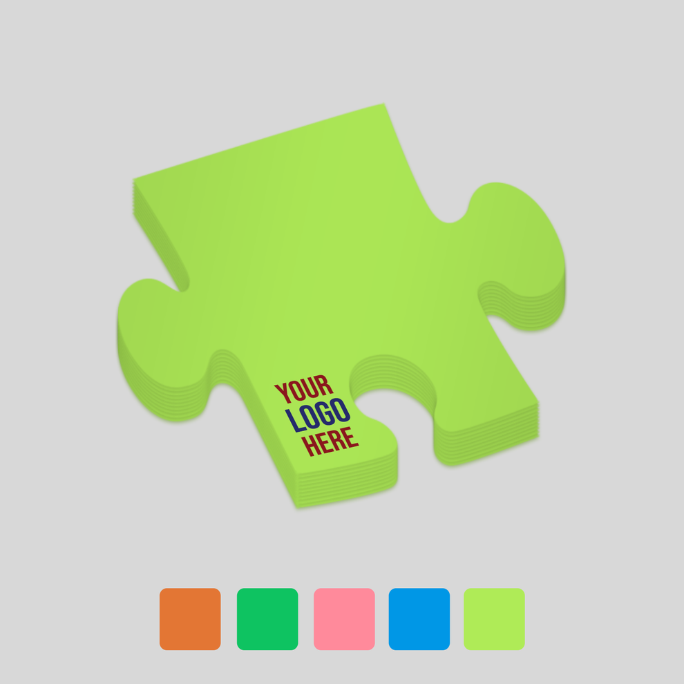 Puzzle piece shaped, promotional sticky post it notes printed ...