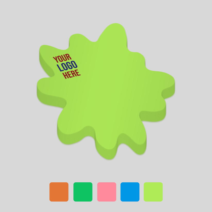 Splat shaped, promotional sticky post it notes printed, Australia ...